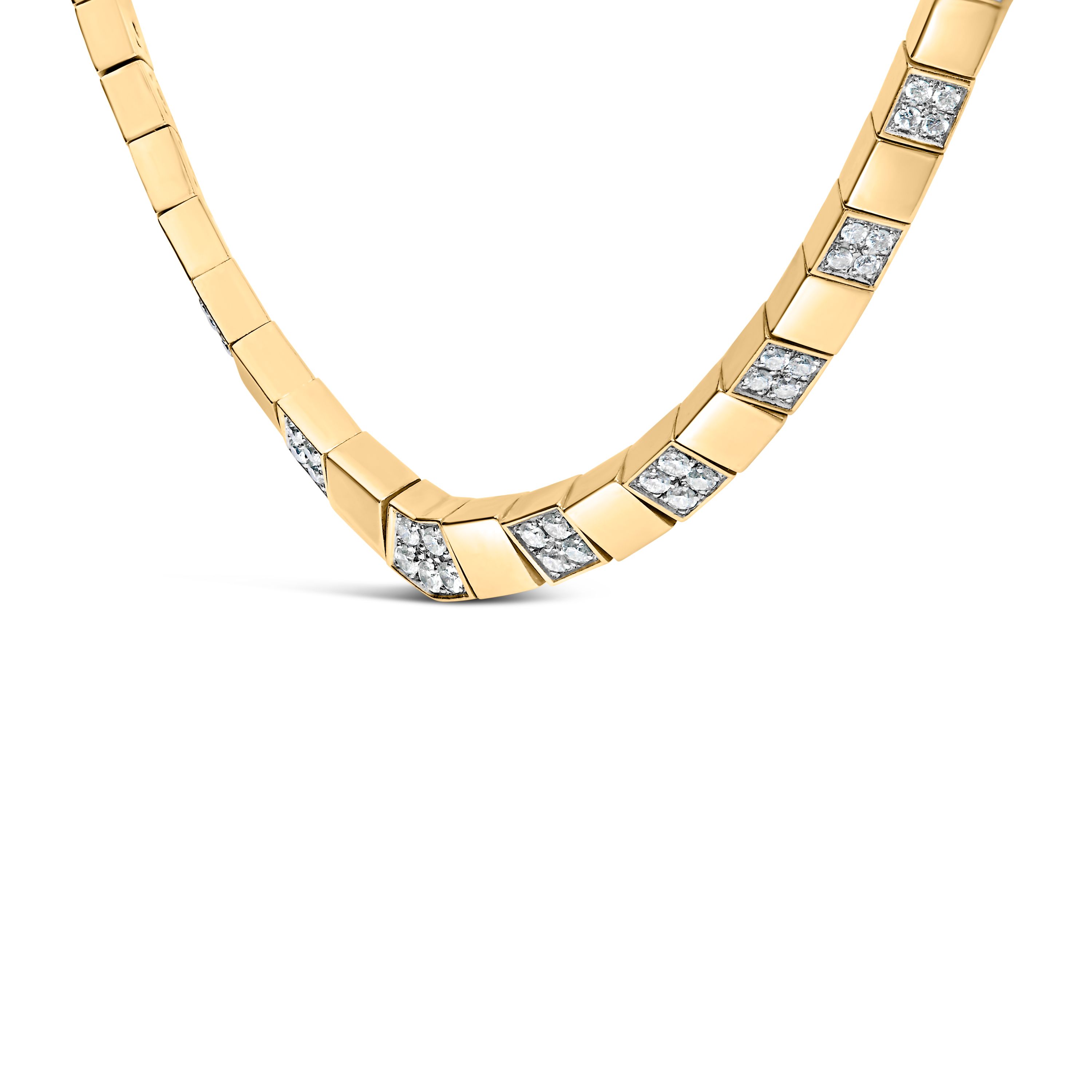 Diamond Cluster & Bar Link Necklace 14K Yellow Gold | Necklace